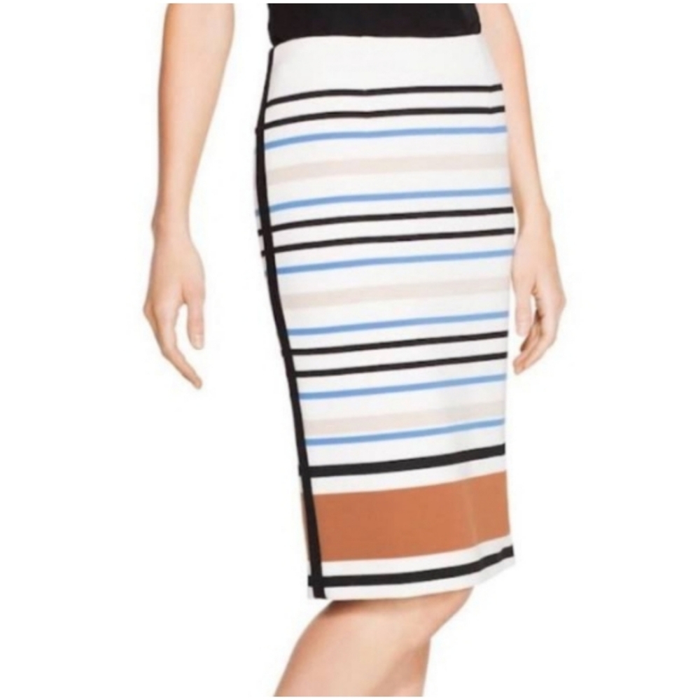 Whbm Striped Ribbed Ponte Knit Pencil Skirt - Gem